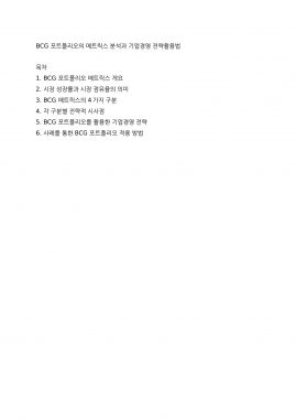 BCG 포트폴리오의 메트릭스 분석과 기업경영 전략활용법-1페이지
