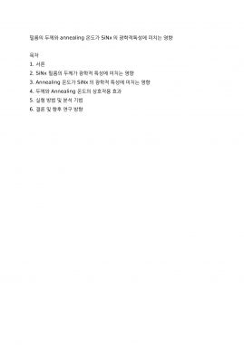 필름의 두께와 annealing 온도가 SiNx의 광학적특성에 미치는 영향-1페이지