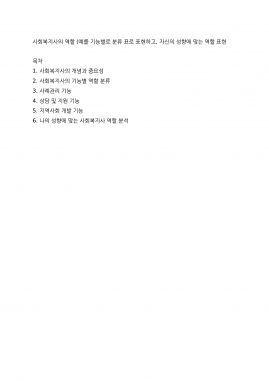 사회복지사의 역할 (예를 기능별로 분류 표로 표현하고, 자신의 성향에 맞는 역할 표현-1페이지