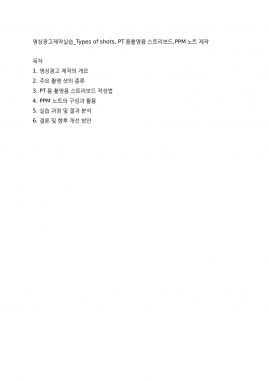 영상광고제작실습_Types of shots, PT용촬영용 스토리보드,PPM노트 제작-1페이지