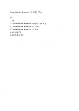 Consociational democracy의 한계와 가능성-1페이지