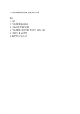 가치 선호와 사회복지정책 정향간의 상관성-1페이지