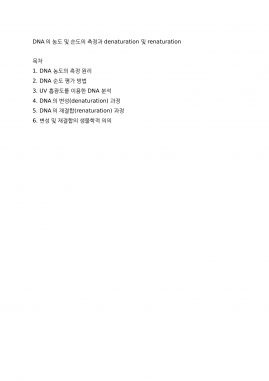 DNA의 농도 및 순도의 측정과 denaturation 및 renaturation-1페이지