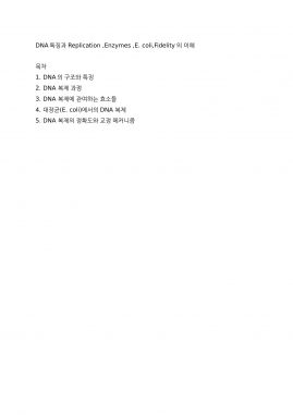 DNA특징과 Replication ,Enzymes ,E. coli,Fidelity의 이해-1페이지