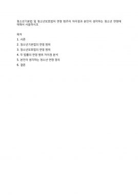 청소년기본법 및 청소년보호법의 연령 범주의 차이점과 본인이 생각하는 청소년 연령에 대해서 서술하시오-1페이지