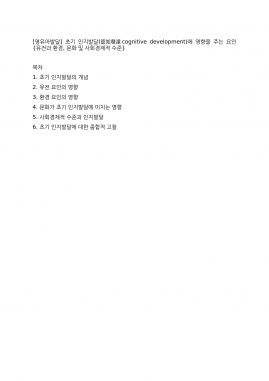 [영유아발달] 초기 인지발달(認知發達cognitive development)에 영향을 주는 요인 {유전과 환경, 문화 및 사회경제적 수준}-1페이지
