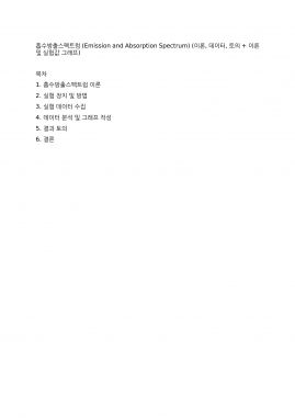 흡수방출스펙트럼 (Emission and Absorption Spectrum) (이론, 데이터, 토의 + 이론 및 실험값 그래프)-1페이지