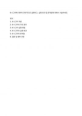 6시그마 개념 6시그마의 주요 원리 6시그마 실행 방법 6시그마의 실행 효과-1페이지