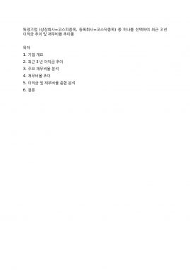 기업 개요 최근 3년 이익금 추이 주요 재무비율 분석 재무비율 추이 이익금 및 재무비율 종합 분석-1페이지
