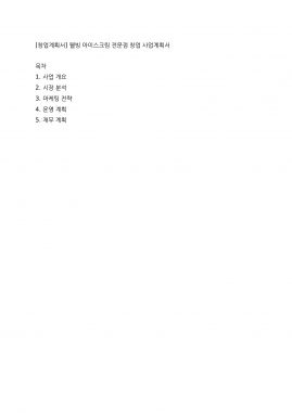 [창업계획서] 웰빙 아이스크림 전문점 창업 사업계획서-1페이지
