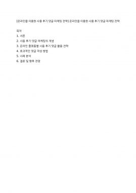 [온라인을 이용한 사용 후기 댓글 마케팅 전략] 온라인을 이용한 사용 후기 댓글 마케팅 전략-1페이지