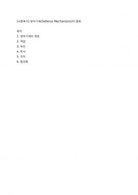 [사회복지] 방어기제(Defense Mechanisms)의 종류-1페이지