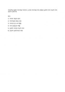 자아(The Self) 자아개념 자아의식 소비와 자아개념 자아 존중감 실제적 자아 이상적 자아 상징적 상호주의-1페이지
