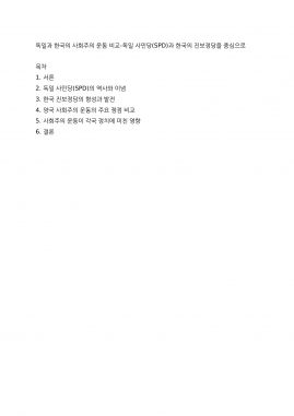 독일과 한국의 사회주의 운동 비교-독일 사민당(SPD)과 한국의 진보정당을 중심으로-1페이지
