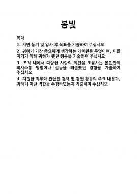 [기업 자기소개서] 봄빛 합격 자기소개서 자소서-1페이지
