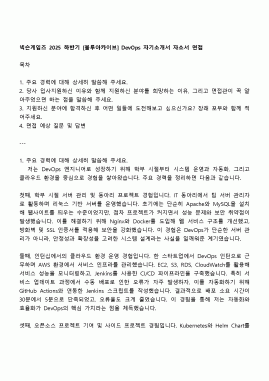 넥슨게임즈 2025 하반기 [블루아카이브] DevOps 자기소개서 자소서 면접-1페이지
