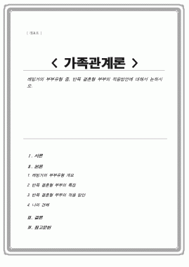 레빙거의 부부유형 중 반쪽 결혼형 부부의 적응방안에 대해서 논하시오-1페이지