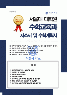 서울대 대학원 수학교육과 자기소개서 수학계획서-1페이지
