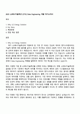 2025 LG에너지솔루션 [CTO] Data Engineering 개발 자기소개서-1페이지