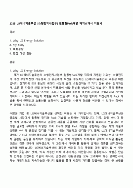 2025 LG에너지솔루션 [소형전지사업부] 원통형Pack개발 자기소개서 지원서-1페이지