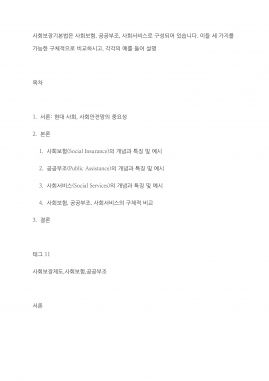 사회보장기본법은 사회보험, 공공부조, 사회서비스로 구성되어 있습니다-1페이지