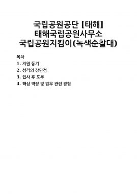 [자기소개서] 국립공원공단 [태해] 태해국립공원사무소 국립공원지킴이(녹색순찰대)  자기소개서 우수 예문 BEST 자소서-1페이지