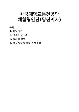 [자기소개서] 한국해양교통전공단 체험형인턴(당진지사) 자기소개서 우수 예문 BEST 자소서-1페이지