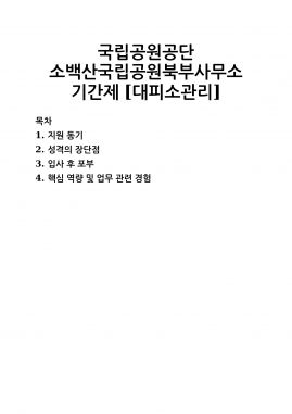 [자기소개서] 국립공원공단 소백산국립공원북부사무소 기간제 [대피소관리]  자기소개서 우수 예문 BEST 자소서-1페이지