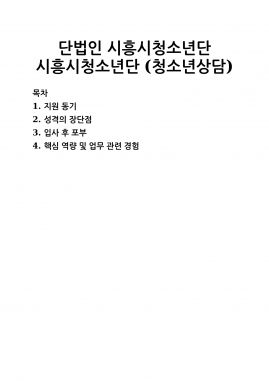 [자기소개서] 단법인 시흥시청소년단 시흥시청소년단 (청소년상담) 자기소개서 우수 예문 BEST 자소서-1페이지