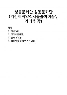[자기소개서] 성동문화단 성동문화단 (기간제계약직서울숲아이꿈누리터 팀장) 자기소개서 우수 예문 BEST 자소서-1페이지
