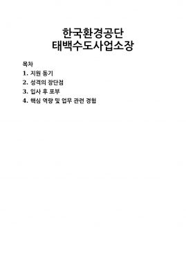 [자기소개서] 한국환경공단 태백수도사업소장 자기소개서 우수 예문 BEST 자소서-1페이지