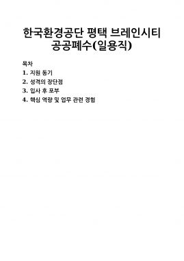 [자기소개서] 한국환경공단 평택 브레인시티 공공폐수(일용직) 자기소개서 우수 예문 BEST 자소서-1페이지