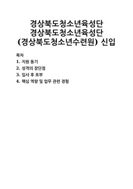 [자기소개서] 경상북도청소년육성단 경상북도청소년육성단(경상북도청소년수련원) 신입  자기소개서 우수 예문 BEST 자소서-1페이지