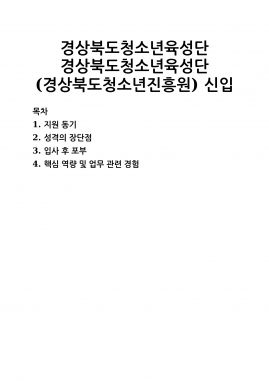 [자기소개서] 경상북도청소년육성단 경상북도청소년육성단(경상북도청소년진흥원) 신입  자기소개서 우수 예문 BEST 자소서-1페이지