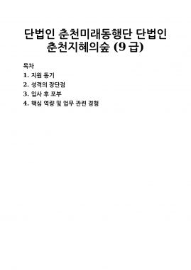 [자기소개서] 단법인 춘천미래동행단 단법인 춘천지혜의숲 (9급) 자기소개서 우수 예문 BEST 자소서-1페이지