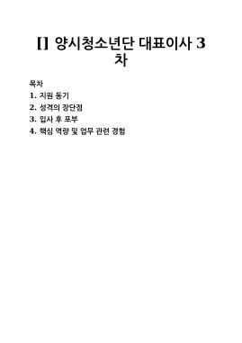 [자기소개서] [] 양시청소년단 대표이사 3차 자기소개서 우수 예문 BEST 자소서-1페이지