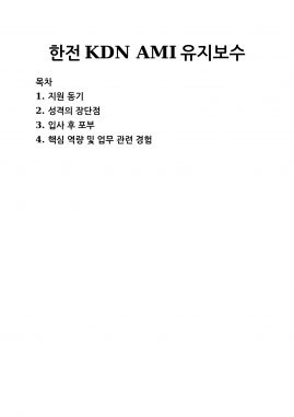 [자기소개서] 한전KDN AMI유지보수 자기소개서 우수 예문 BEST 자소서-1페이지