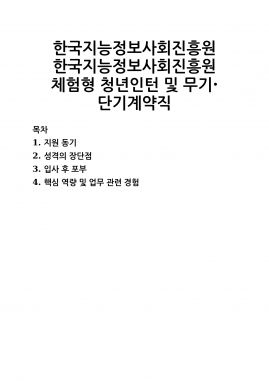 [자기소개서] 한국지능정보사회진흥원 한국지능정보사회진흥원 체험형 청년인턴 및 무기·단기계약직  자기소개서 우수 예문 BEST 자소서-1페이지
