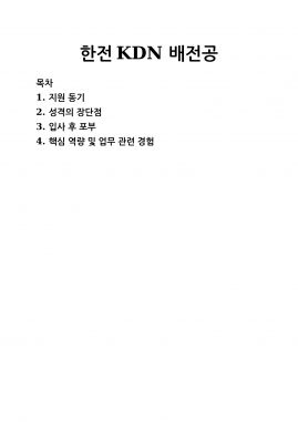 [자기소개서] 한전KDN 배전공 자기소개서 우수 예문 BEST 자소서-1페이지