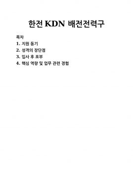 [자기소개서] 한전KDN 배전전력구 자기소개서 우수 예문 BEST 자소서-1페이지