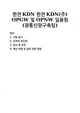 [자기소개서] 한전KDN 한전KDN(주) OPGW 및 OPNW 일용원 (광통신망구축팀) 자기소개서 우수 예문 BEST 자소서-1페이지