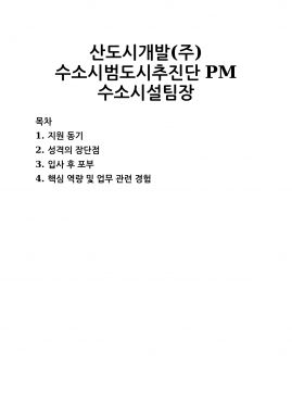 [자기소개서] 산도시개발(주) 수소시범도시추진단 PM 수소시설팀장 자기소개서 우수 예문 BEST 자소서-1페이지