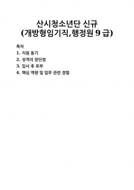 [자기소개서] 산시청소년단 신규(개방형임기직,행정원9급) 자기소개서 우수 예문 BEST 자소서-1페이지