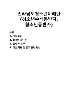 [자기소개서] 전라남도청소년미래단 (청소년수석동반자, 청소년동반자) 자기소개서 우수 예문 BEST 자소서-1페이지
