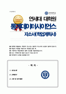연세대학교 통계데이터사이언스학과대학원 연구계획서 비동일계-1페이지
