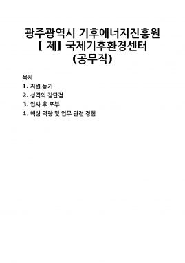 [자기소개서] 광주광역시 기후에너지진흥원 [ 제] 국제기후환경센터 (공무직) 자기소개서 우수 예문 BEST 자소서-1페이지