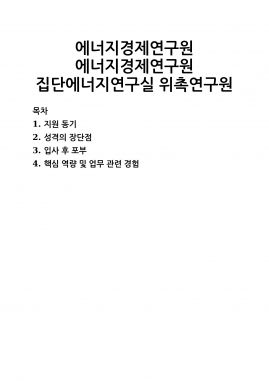 [자기소개서] 에너지경제연구원 에너지경제연구원 집단에너지연구실 위촉연구원  자기소개서 우수 예문 BEST 자소서-1페이지