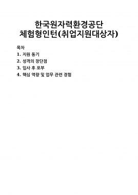 [자기소개서] 한국원자력환경공단 체험형인턴(취업지원대상자) 자기소개서 우수 예문 BEST 자소서-1페이지