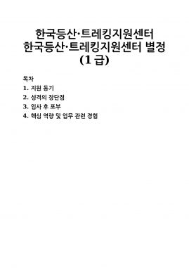[자기소개서] 한국등산·트레킹지원센터 한국등산·트레킹지원센터 별정(1급)  자기소개서 우수 예문 BEST 자소서-1페이지