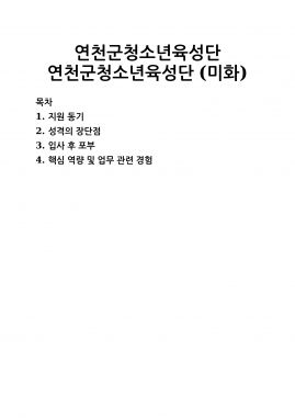 [자기소개서] 연천군청소년육성단 연천군청소년육성단 (미화) 자기소개서 우수 예문 BEST 자소서-1페이지
